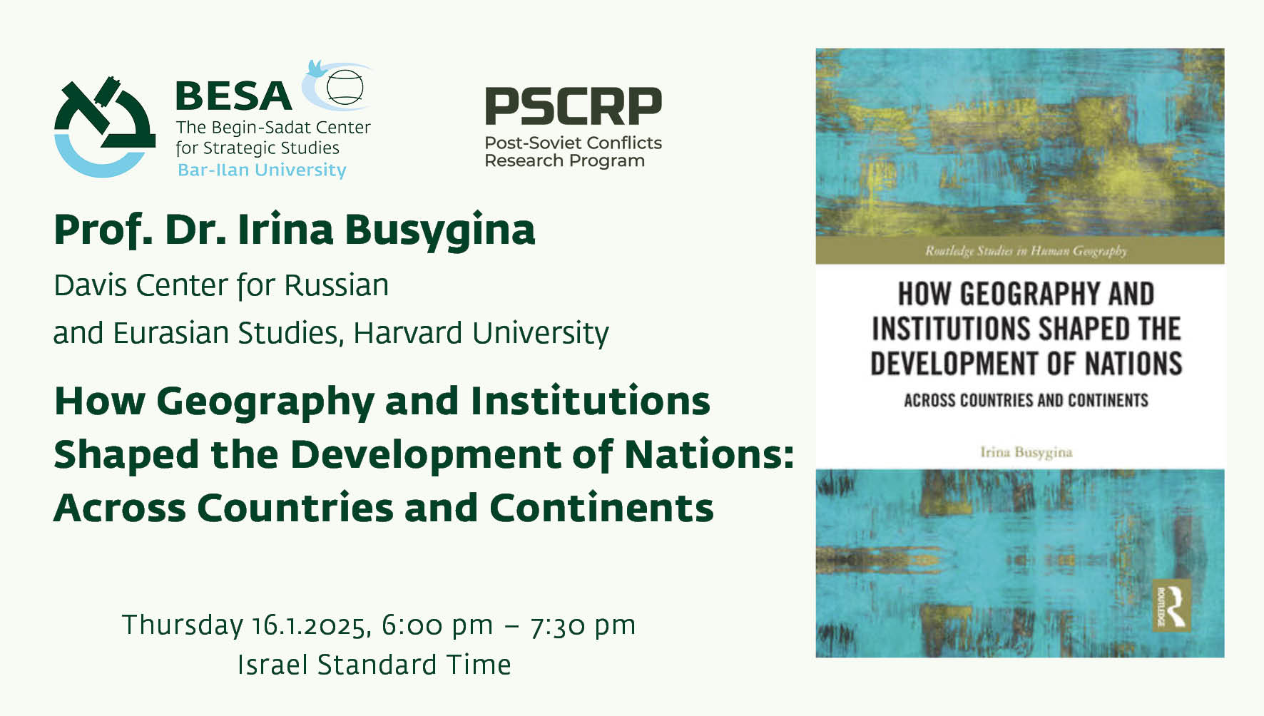 Book Discussion: “How Geography and Institutions Shaped the Development ...